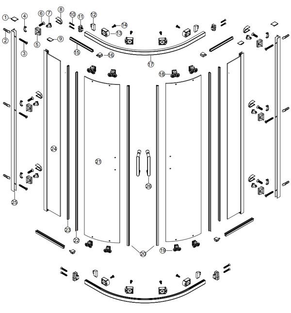 Ionic Express 2 Door Quadrant Spare Parts